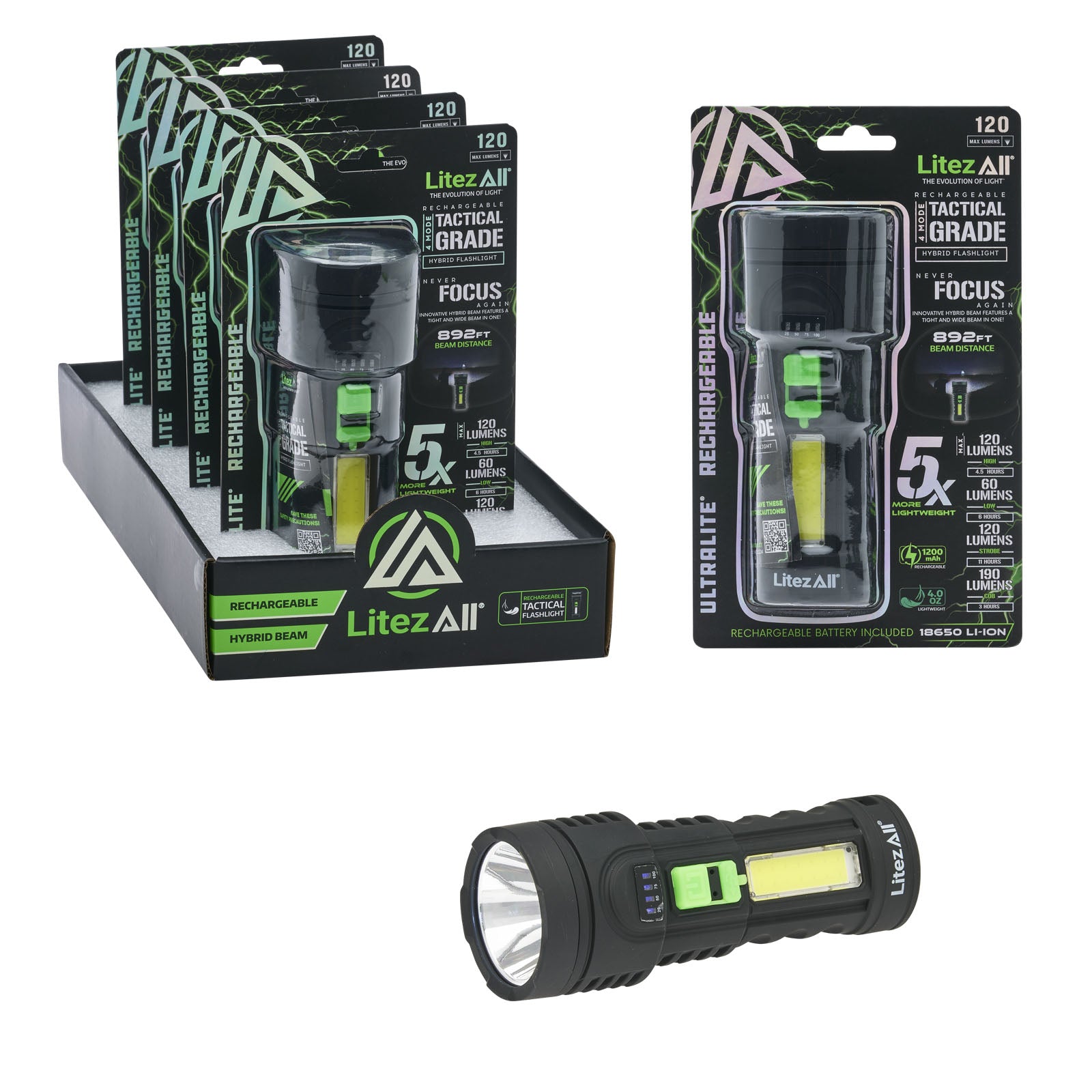 LitezAll Rechargeable Ultac OG Soft Touch Flashlight - LitezAll
