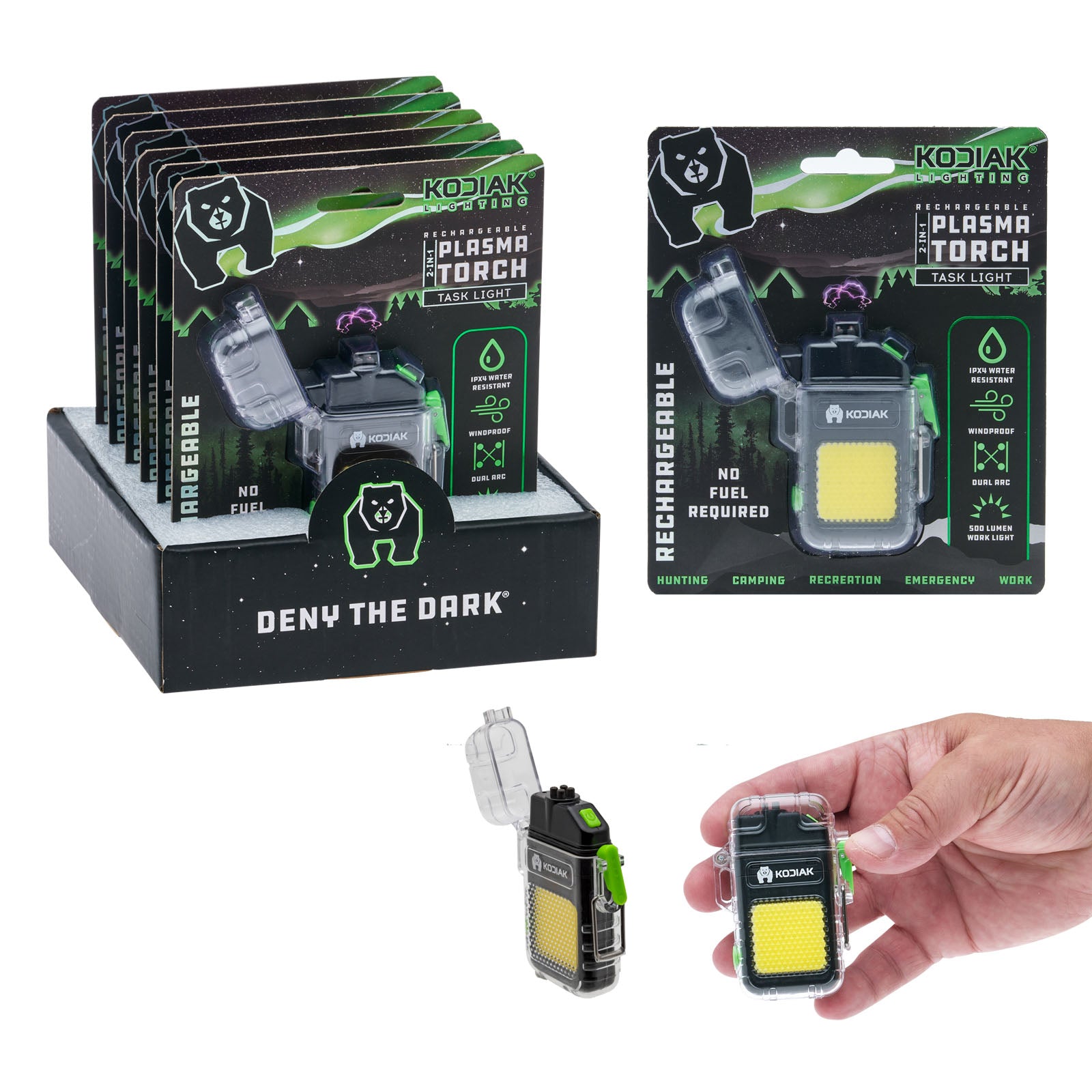 Kodiak Mini Rechargeable Plasma Lighter w/ COB LED Task Light - LitezAll