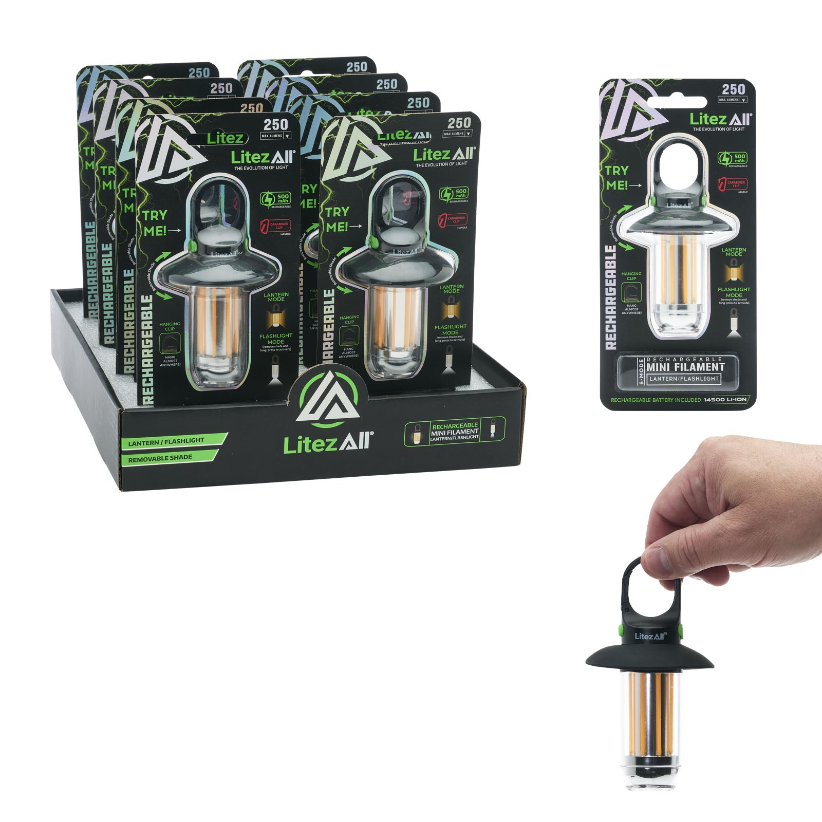 LitezAll Mini Rechargeable Lantern with Flashlight - LitezAll