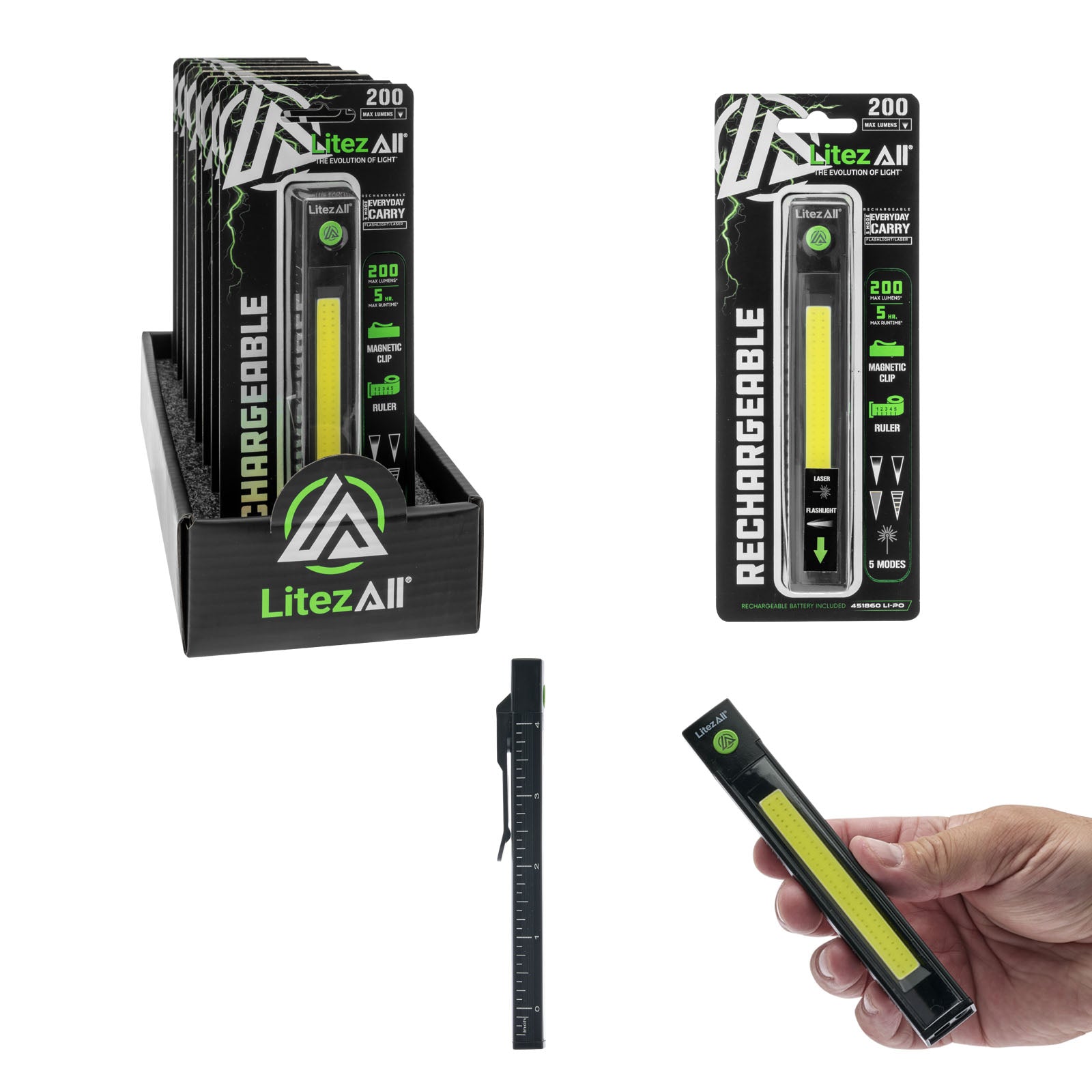 LitezAll® Rechargeable Everyday Carry Pen Light with Laser Pointer ...